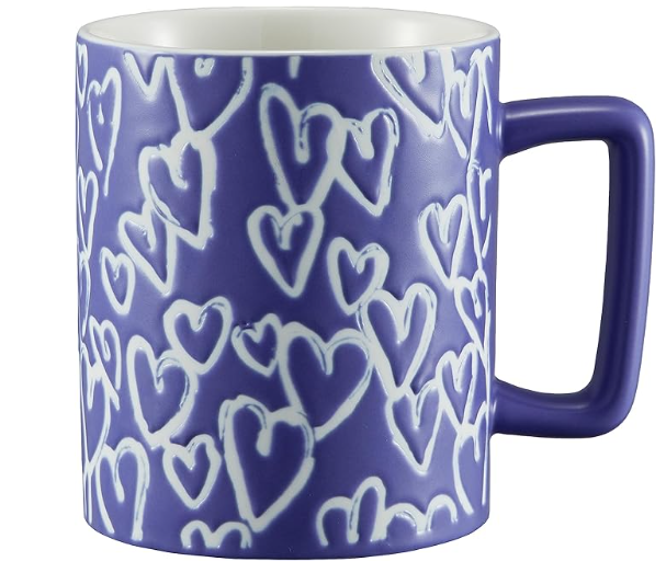 14oz/400ml Porcelain Coffee Cup with Heart Shaped Pattern Design ...